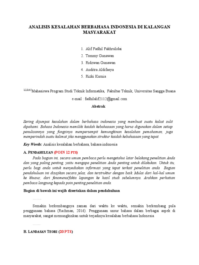 Kesalahan Berbahasa Indonesia | PDF