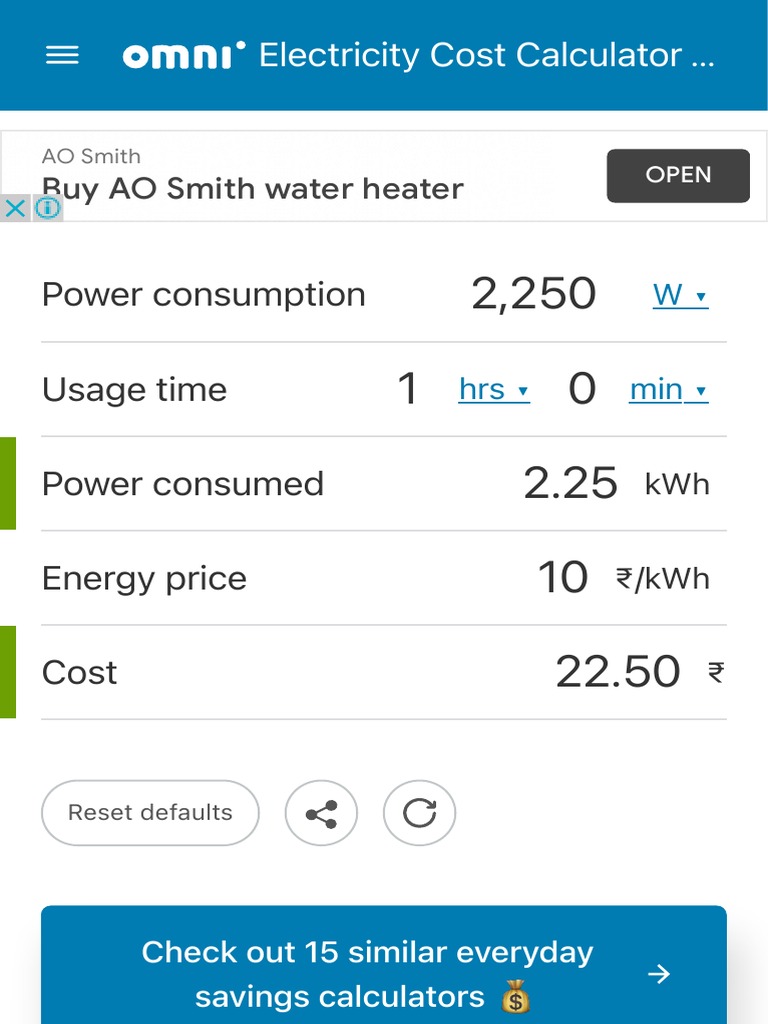 Electricity Cost Calculator (Single Usage) | PDF
