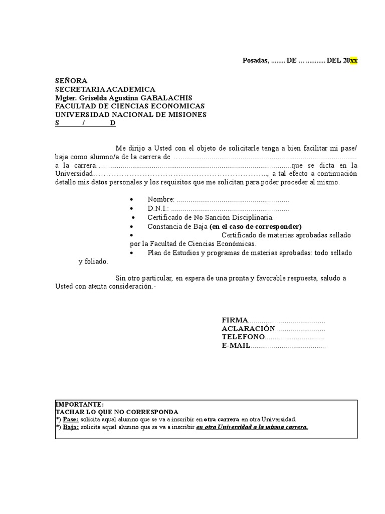 Nota Solicitud Pases 2022 | PDF