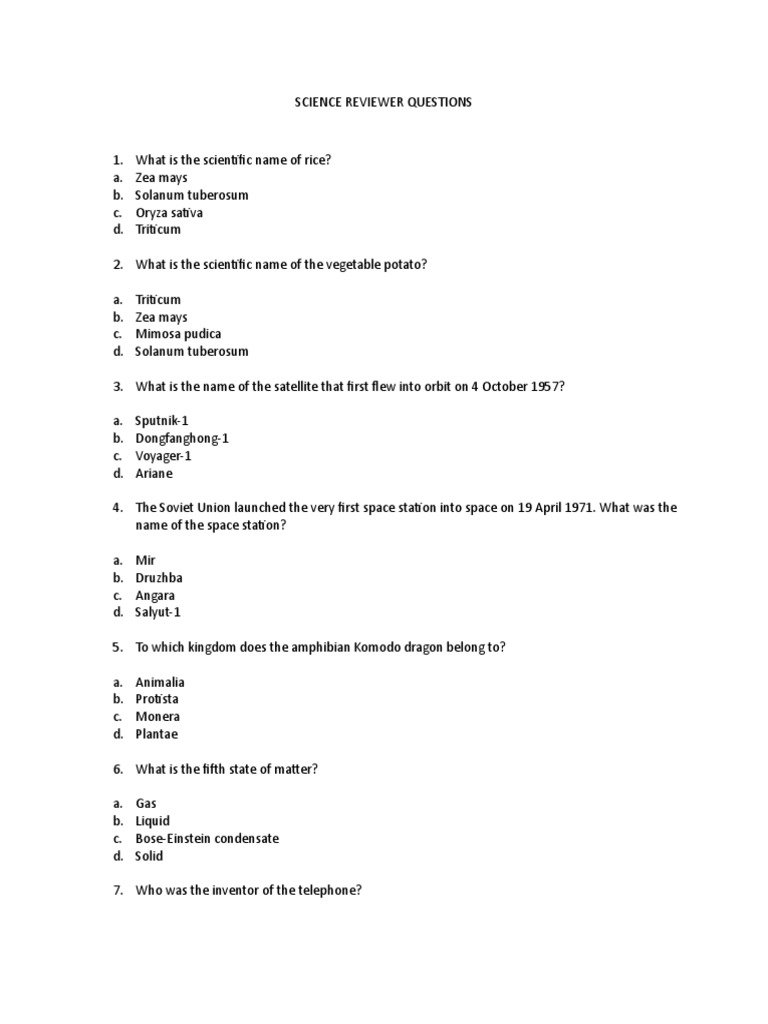 Science Reviewer Questions | PDF | Chlorofluorocarbon | Species