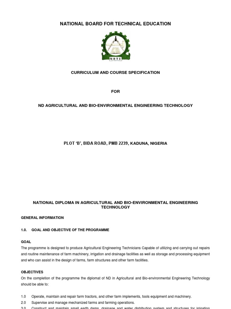 ND Agricultural and Bio-Environmental Engineering Technology | PDF ...