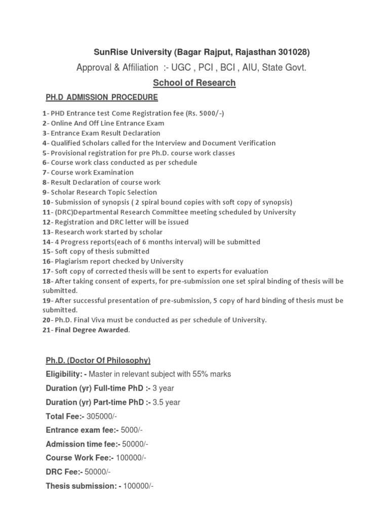 PhD Admission Process at SunRise University | PDF | Doctor Of ...