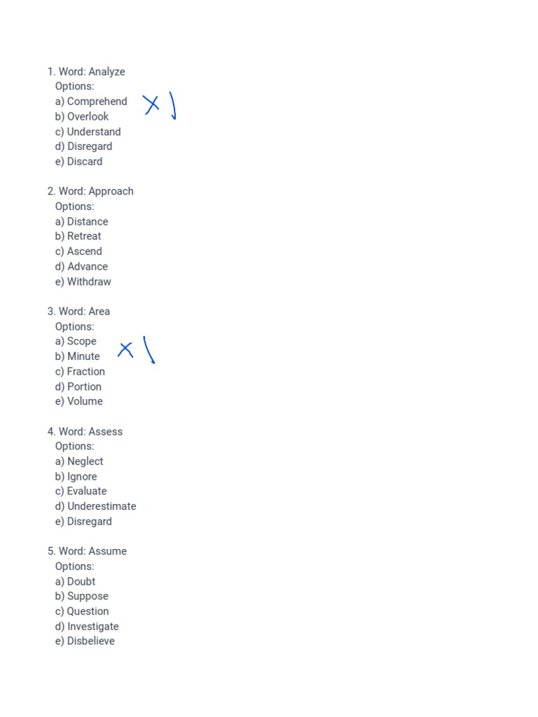 Vocabulary Multiple-Choice Quiz | PDF