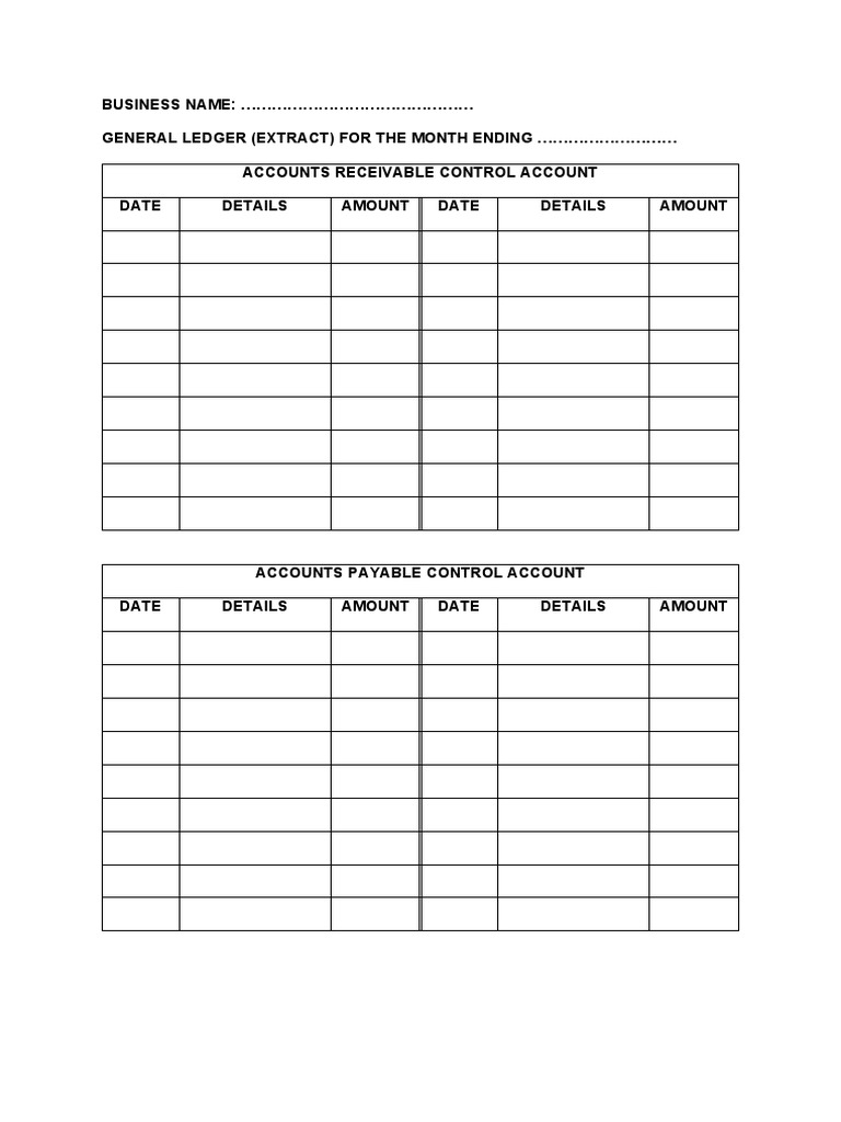 Control Accounts Template | PDF | Finance & Money Management