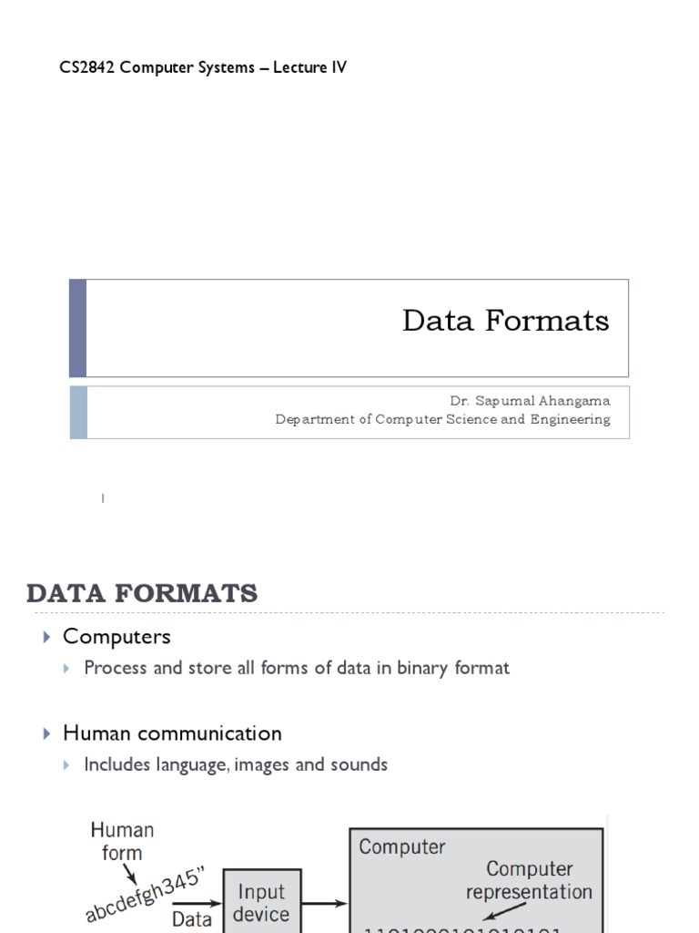 Lecture 4 Data Formats | PDF | Data Compression | Ascii Lecture 4 Data Formats | PDF | Data Compression | Ascii