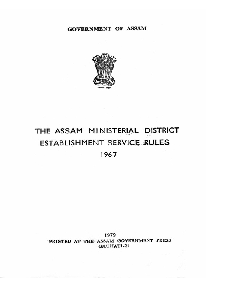 The Assam Ministerial District Establishment Service Rules 1967 0 | PDF