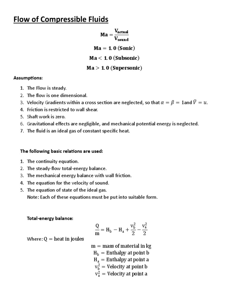 Momentum Transfer-Compressible Flow (Isentropic, Adiabatic, Isothermal) | PDF | Fluid Dynamics ...