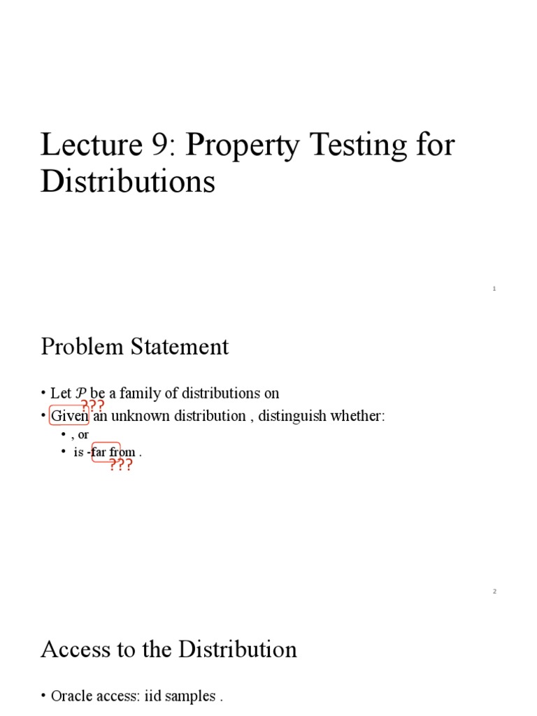 Lecture9 DistributionTesting | PDF Lecture9 DistributionTesting | PDF