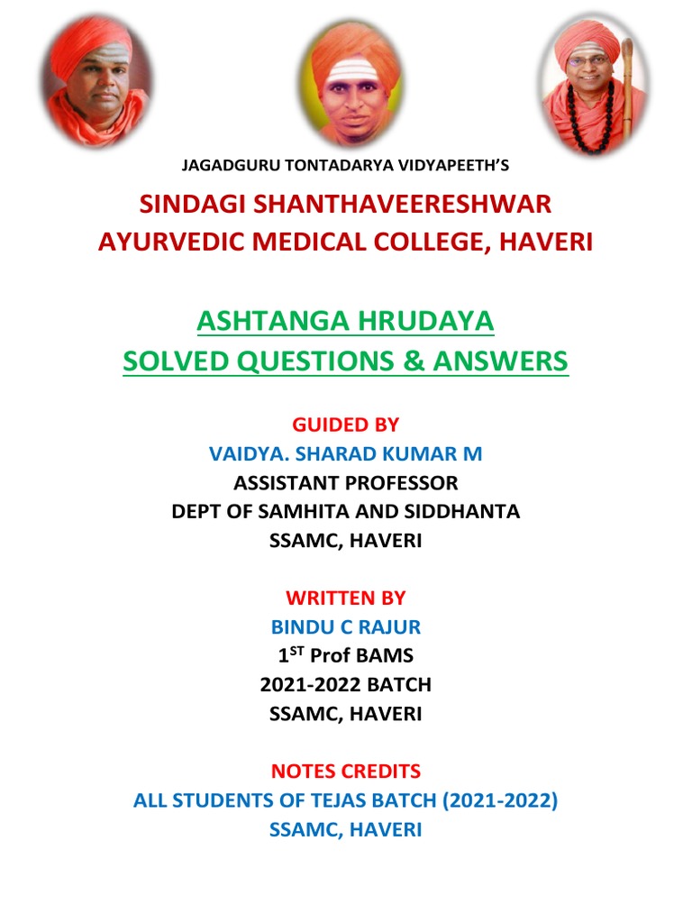 Ashtanga Hrudaya Solved Questions & Answers, Guided by VD Sharad | PDF ... Ashtanga Hrudaya Solved Questions & Answers, Guided by VD Sharad | PDF ...