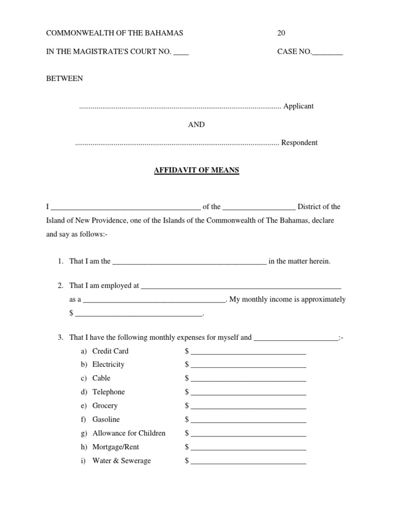 Affidavit of Means | PDF | Justice Of The Peace | Justice