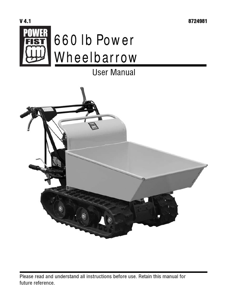 660 lb Power Wheelbarrow Manual | PDF | Clutch | Personal Protective ...