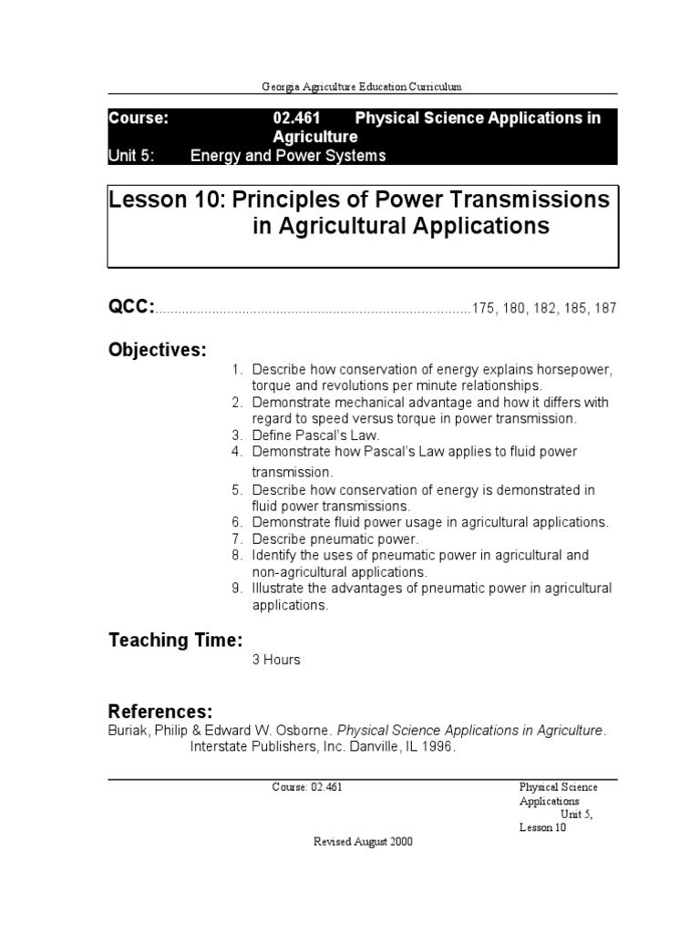 02461-05.10 Principles of Power Transmissions in Ag. | PDF | Gear ...