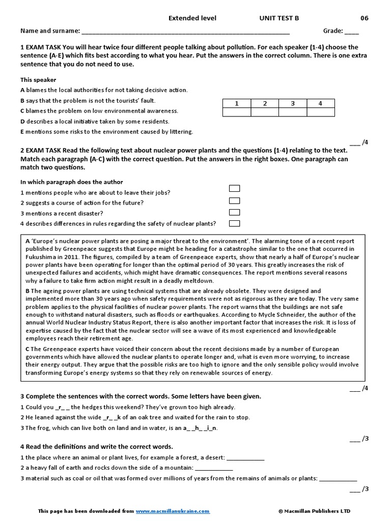 Unit Test 6b Extended Pdf Ice Age Nuclear Power