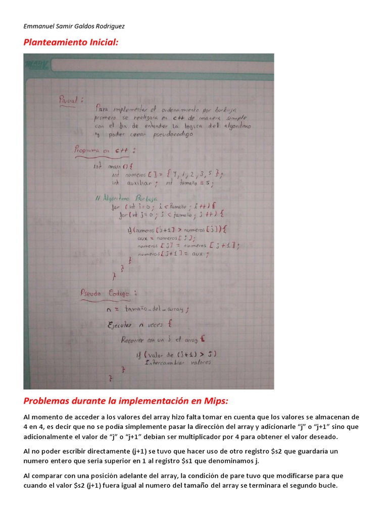 Ordenamiento Burbuja en Mips | PDF Ordenamiento Burbuja en Mips | PDF