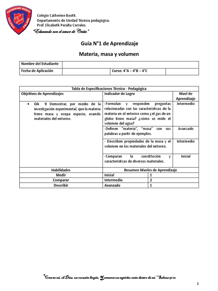 Guia 01 Materia Masa Volumen | PDF | Importar | Masa