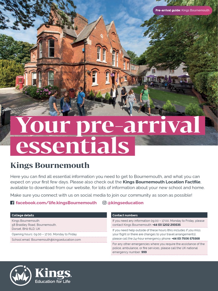 Pre-Arrival Guide - Kings Bournemouth | PDF