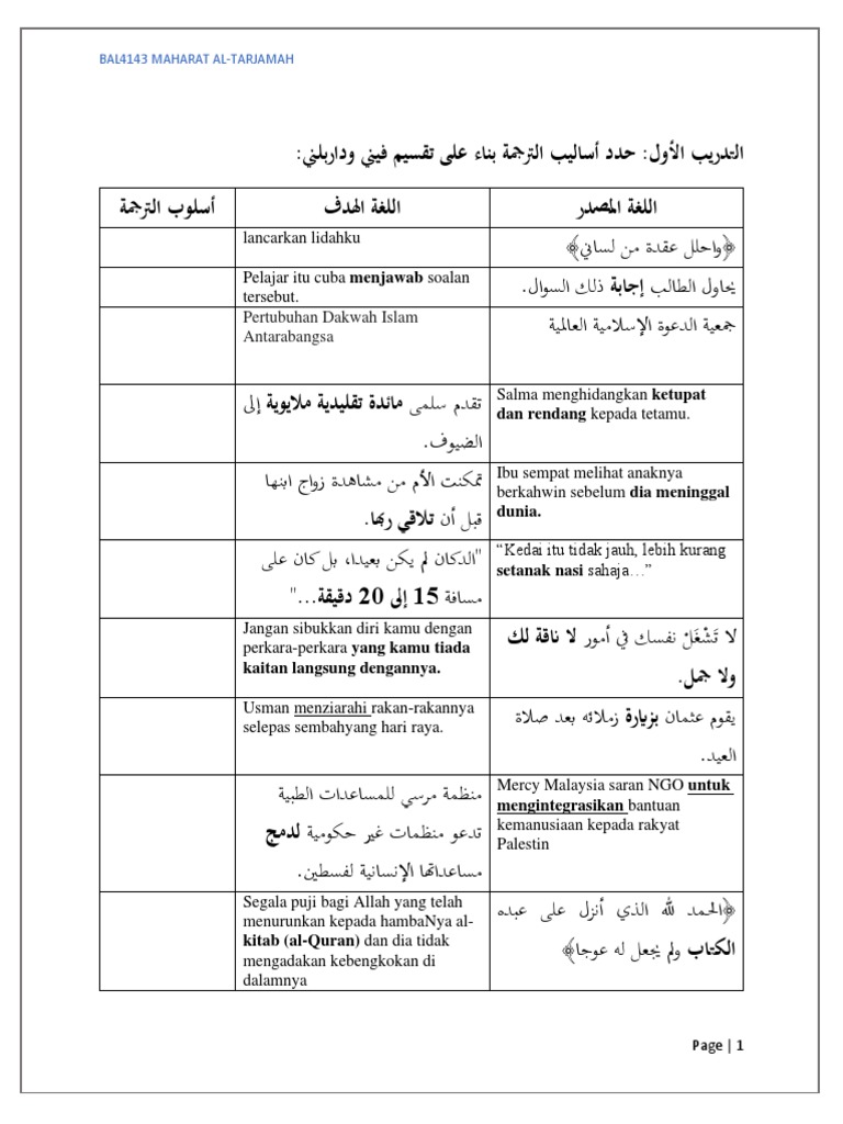 Tadrib 1 - Asalib 2 | PDF