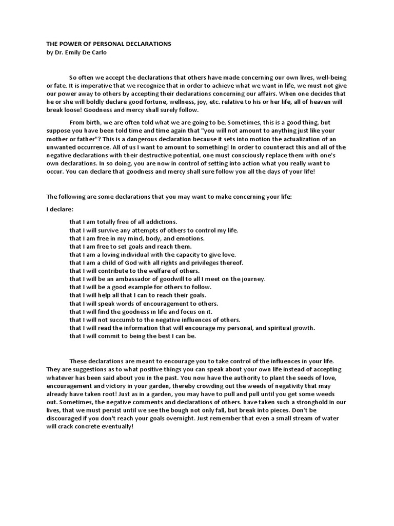 The Power of Personal Declarations | PDF
