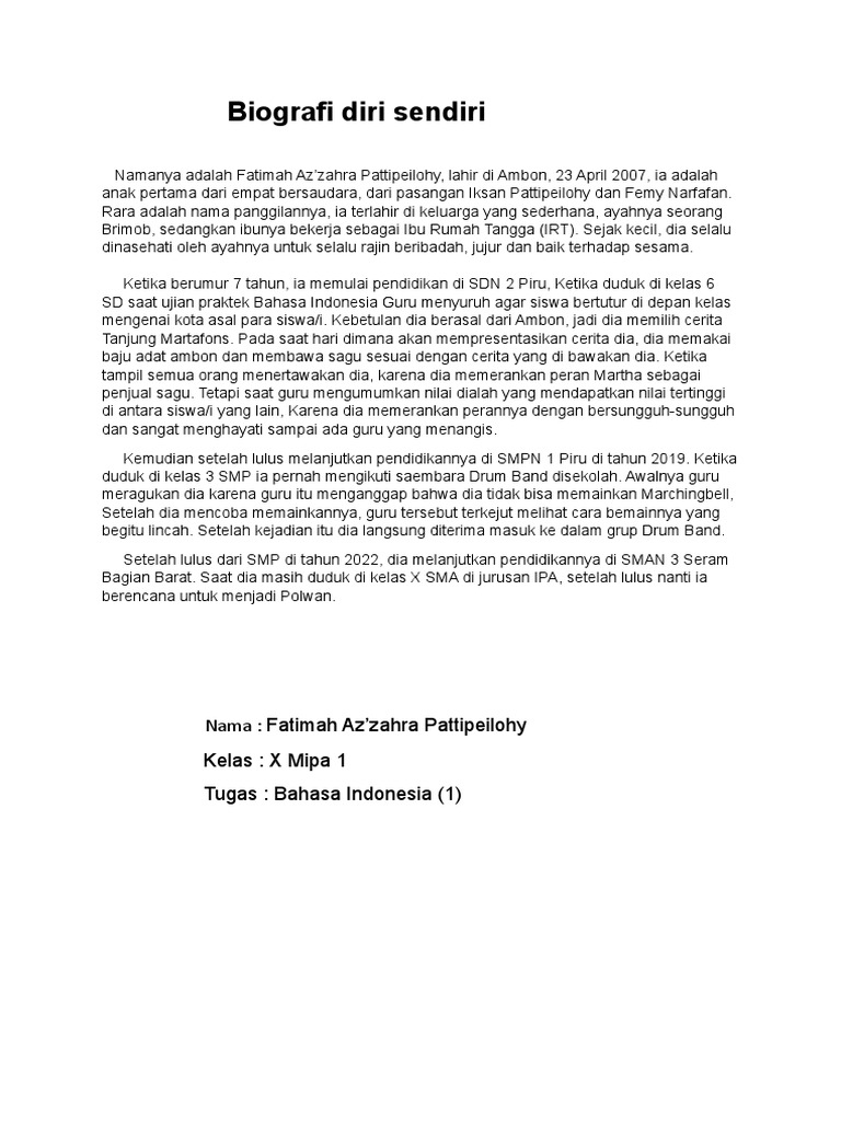 Contoh Biografi Diri Sendiri Pdf