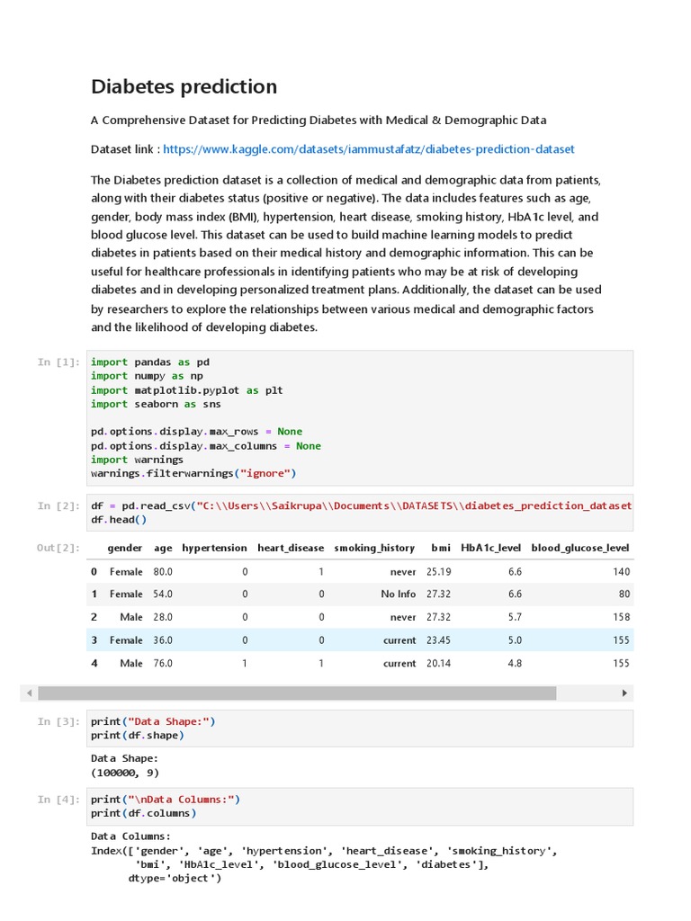 Diabetes Dataset Prediction | PDF