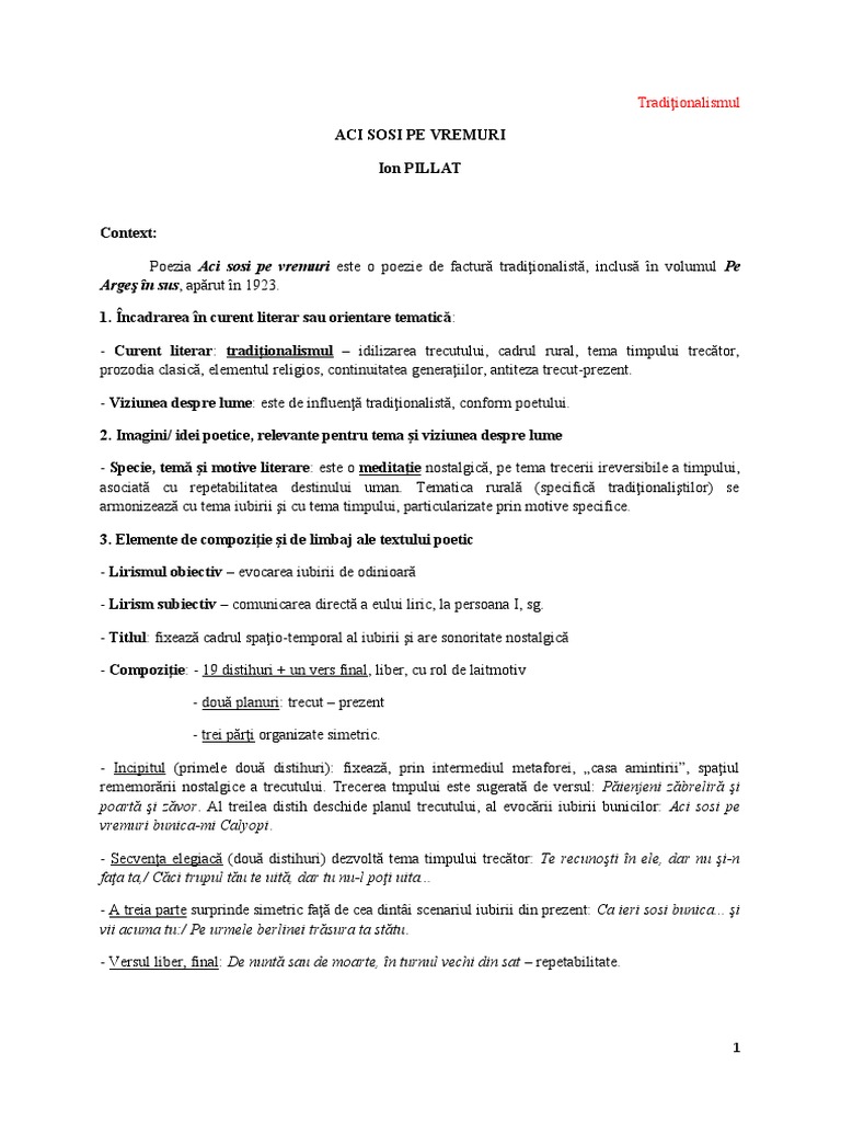 Ion PILLAT, Aci Sosi Pe Vremuri | PDF