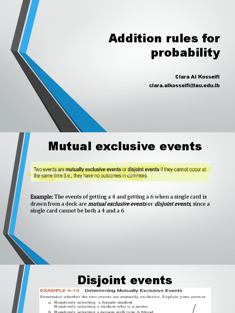 Addition Rules For Probability | PDF