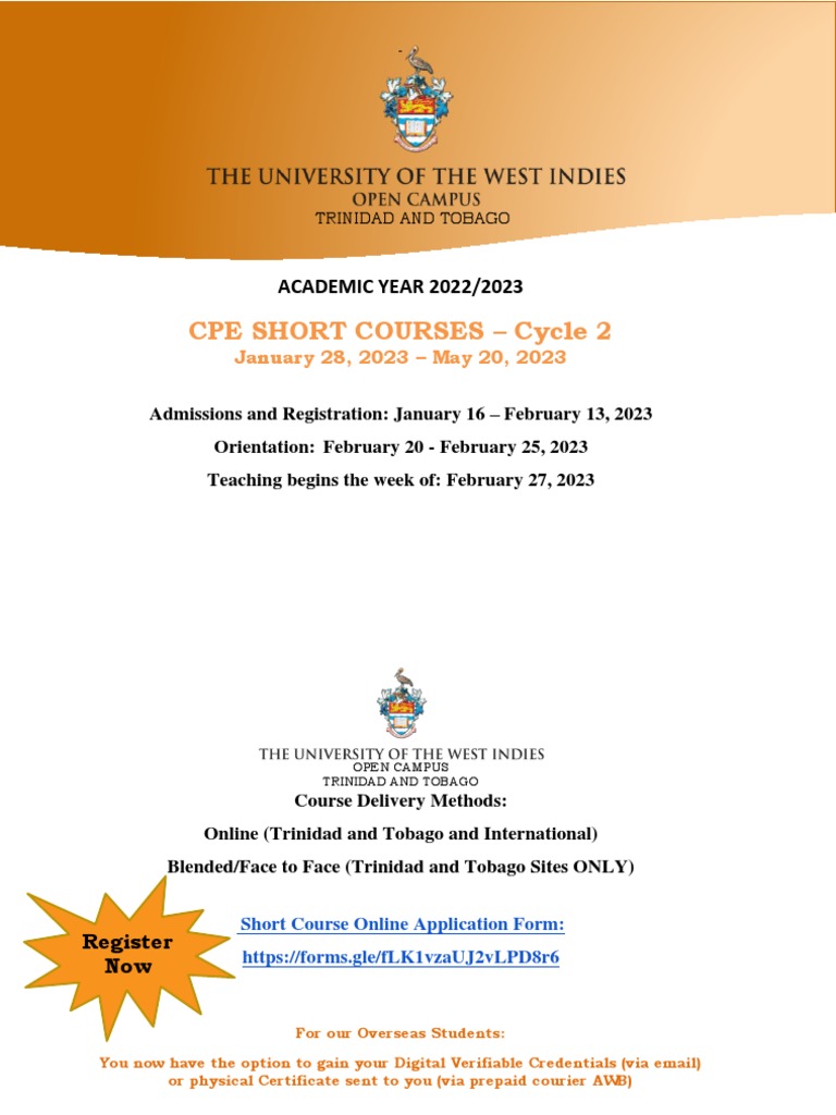LIST OF ONLINE SHORT COURSES - UWI Open Campus Semester 2 2022 - 2023 | PDF | Human Resource ...