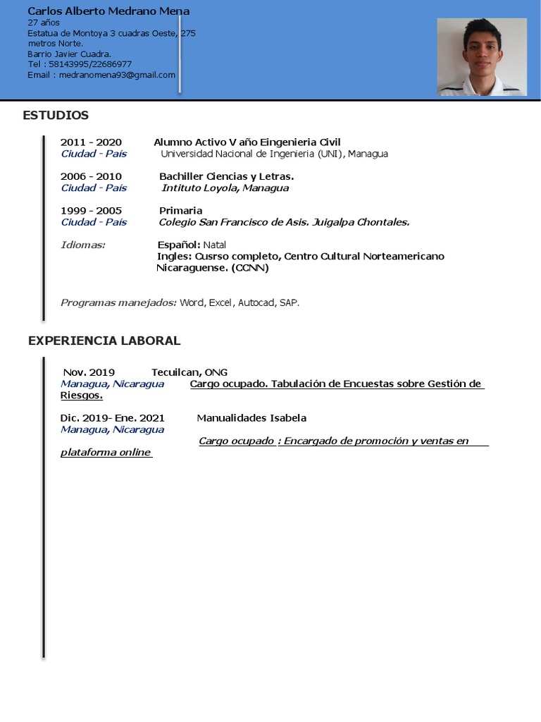 CV Carlos Medrano. | PDF