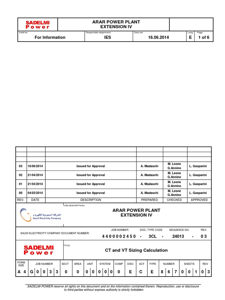 Ct And Vt Sizing Calculation Pdf