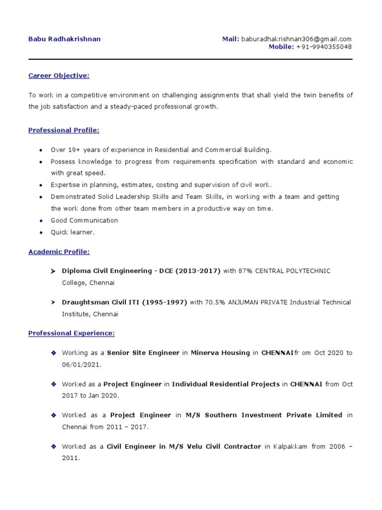 NEW Babu Radhakrishnan NEW Resume | PDF