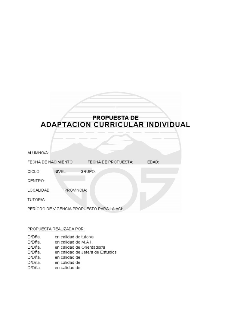 Plantilla para ACIs | PDF | Plan de estudios | Evaluación