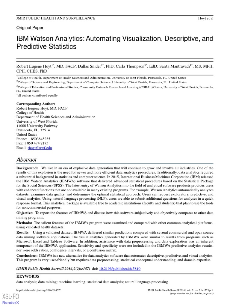 IBM Watson Analytics Automating Visualization Desc | PDF | Spss | Data ...