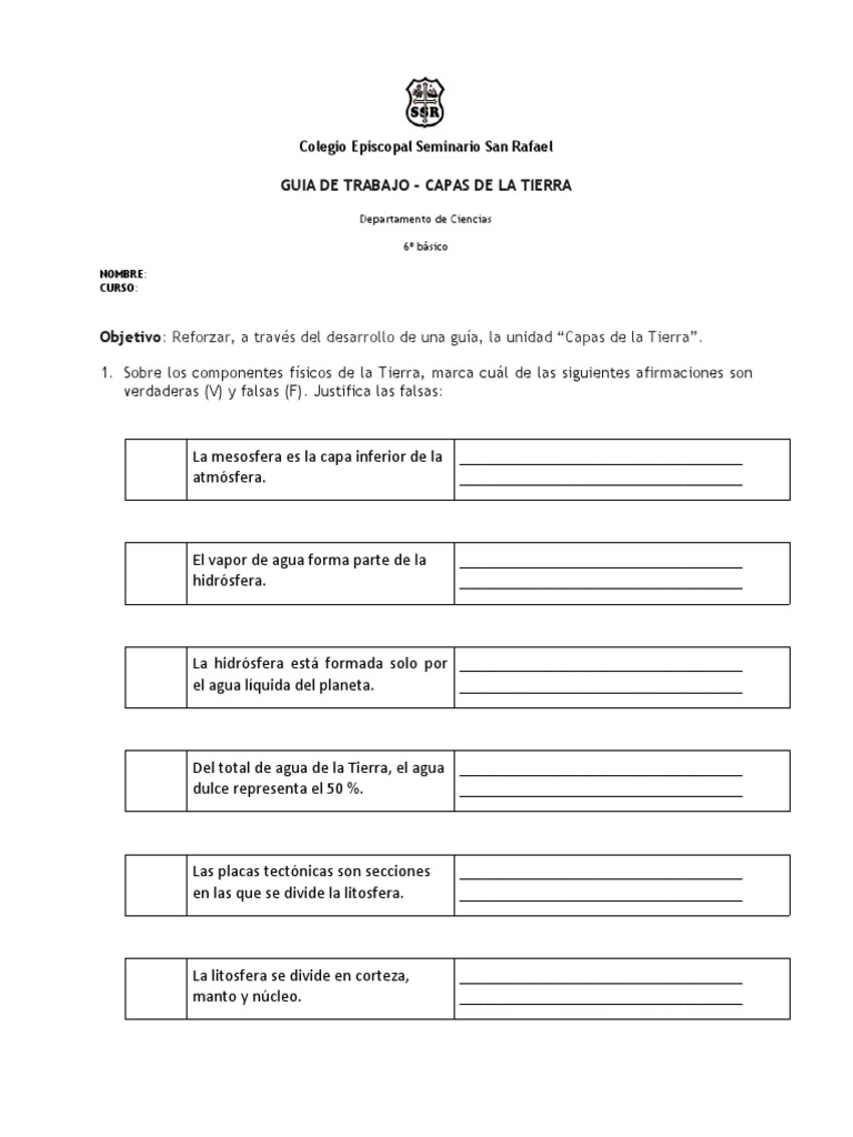 Guia Capas de La Tierra | PDF | Tierra | Atmósfera