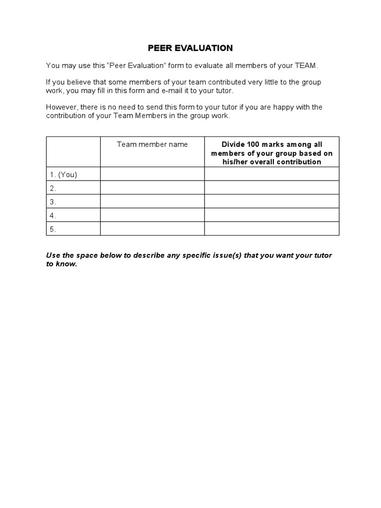 2023 Peer Evaluation Form | PDF