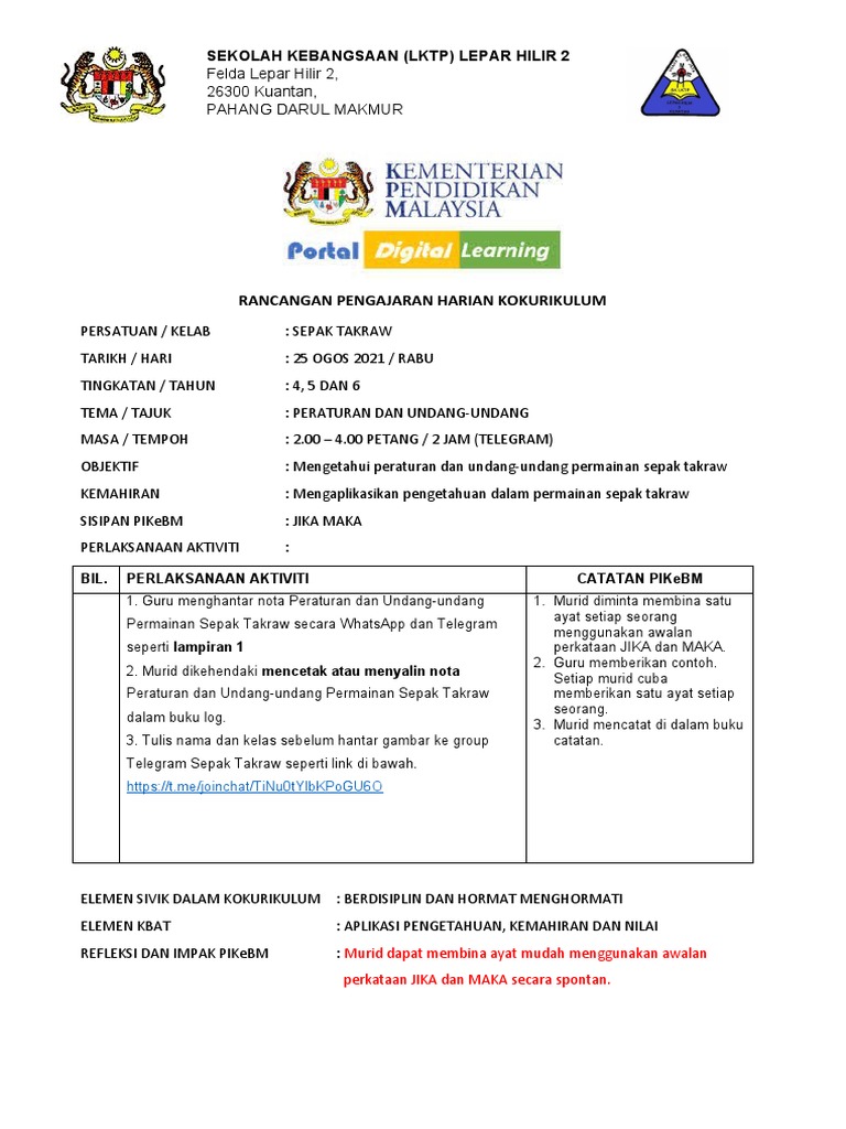 RPH KOKO Sepak Takraw minggu 28 | PDF