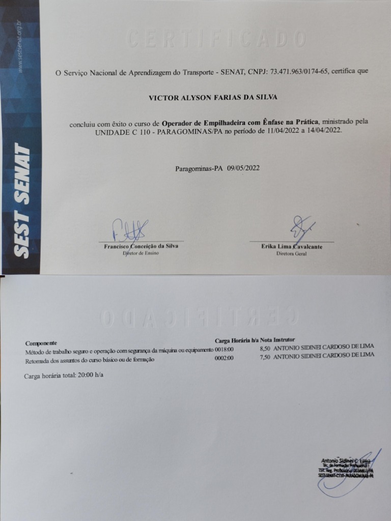 Certificado de Empilhadeira | PDF