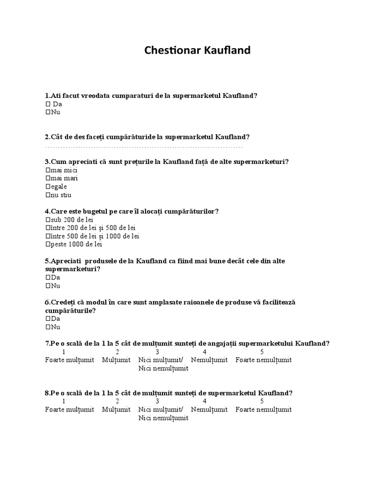 Chestionar Kaufland | PDF