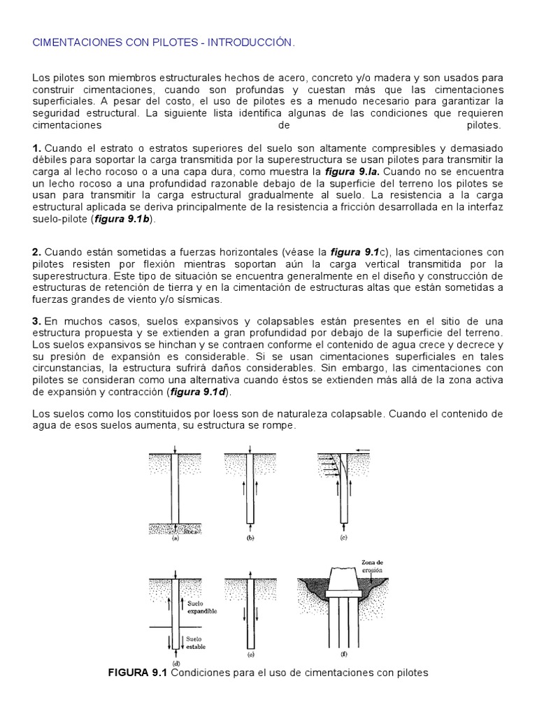 Cimentaciones Con Pilotes | PDF | Fundación (Ingeniería) | Hormigón