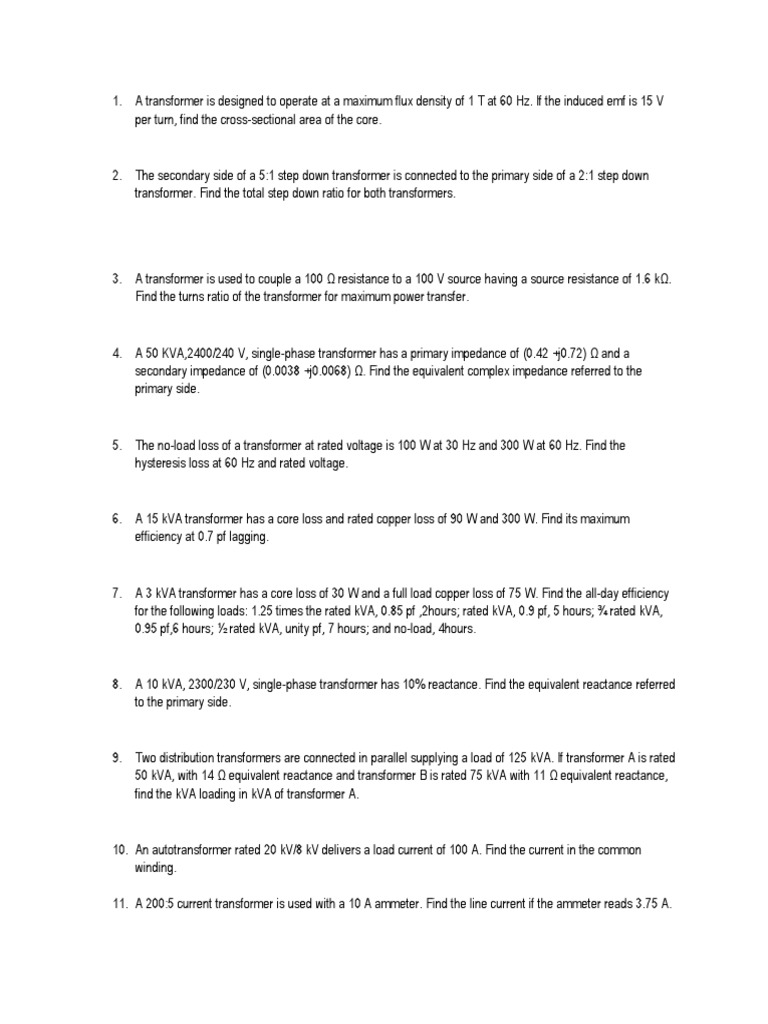 Ee3d Review For Examinationproblem Solving Type Pdf Transformer 0687