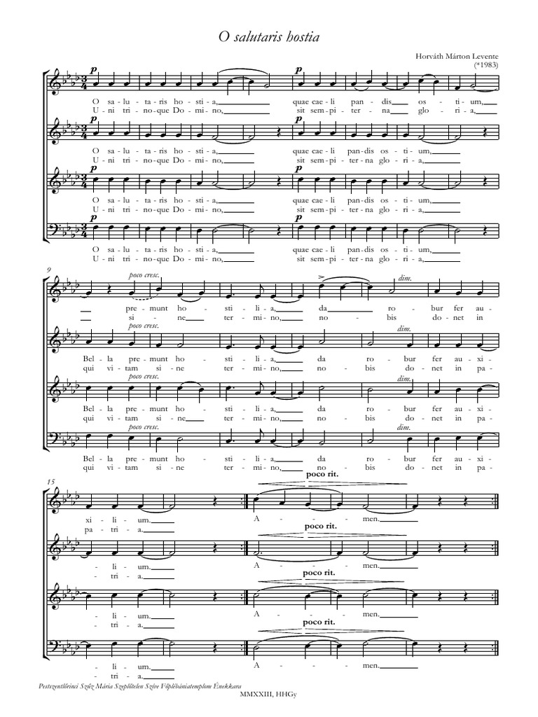 Horváth Márton Levente O Salutaris Hostia Full Score | PDF