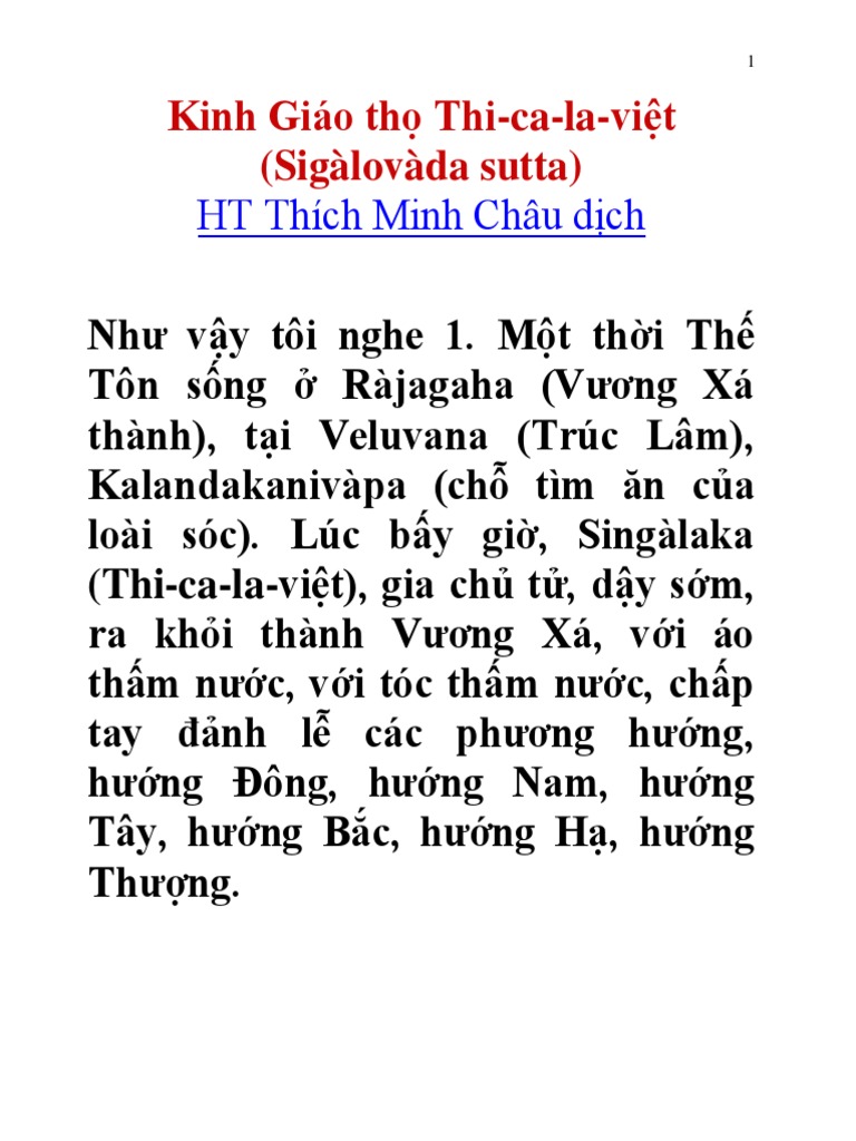 Kinh Giao Tho Thi CA La Viet Thich Minh Chau Dich | PDF