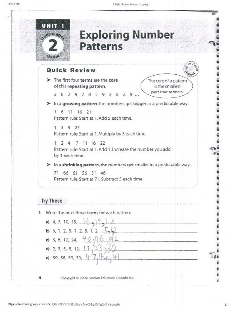 Exploring Number Patterns Pdf 