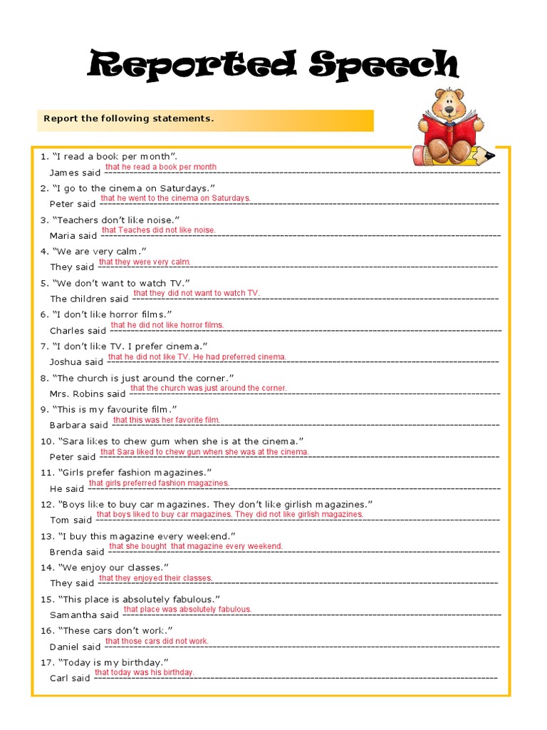 Reported Speech 1 | PDF