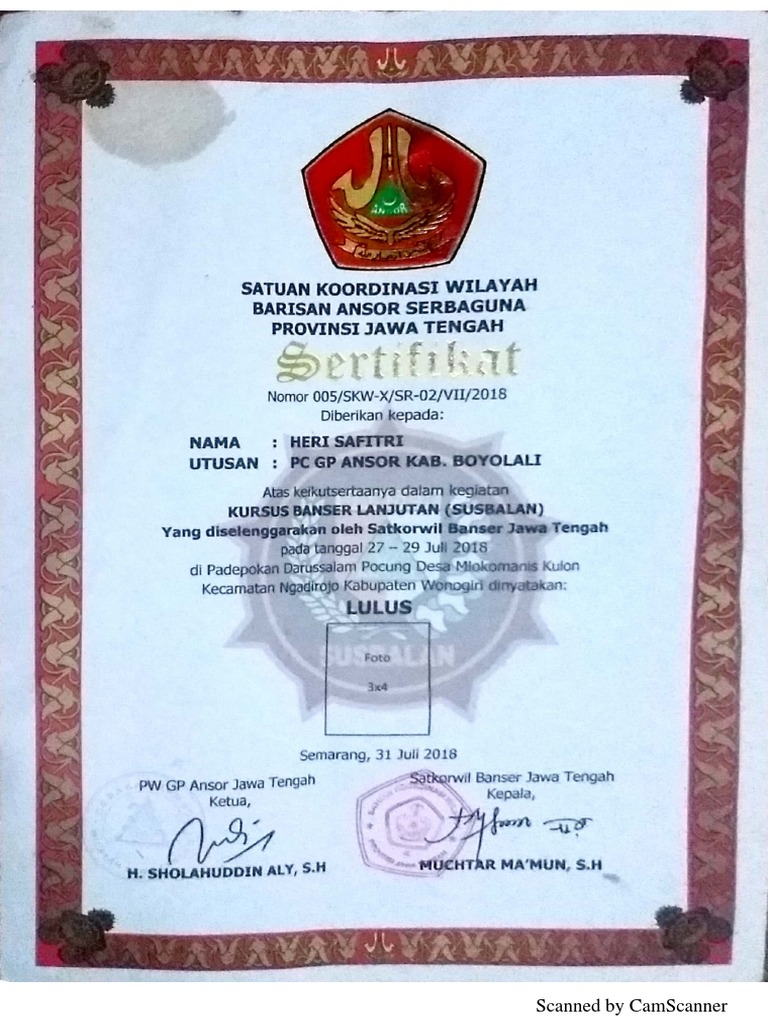 Sertifikat Susbalan Heri | PDF