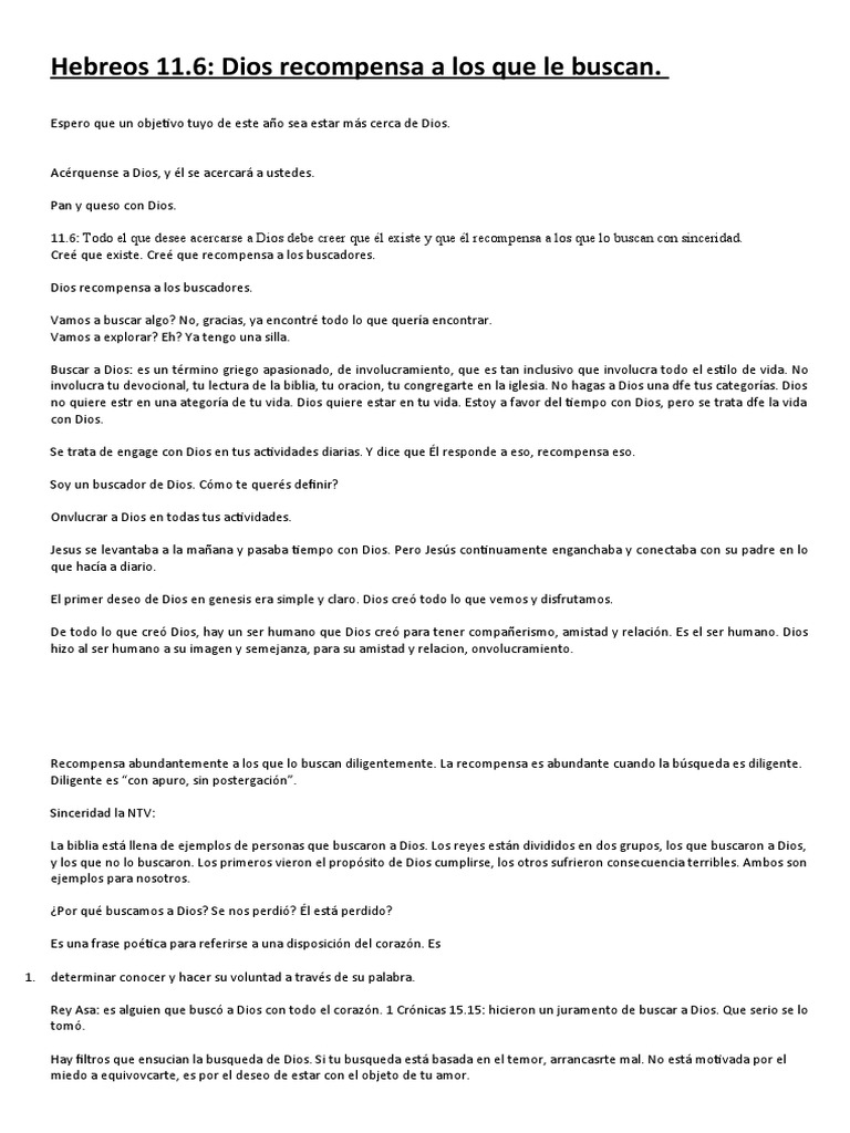 Dios recompensa a los que le buscan. | PDF