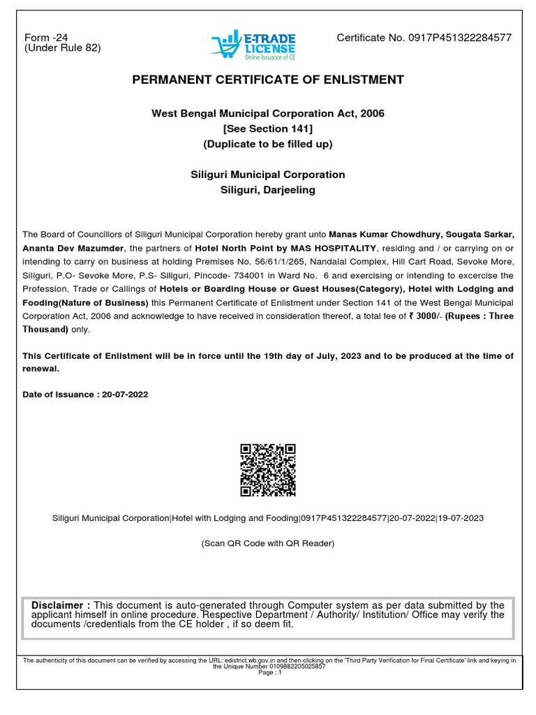 Hotel North Point Trade License | Download Free PDF | Security ...