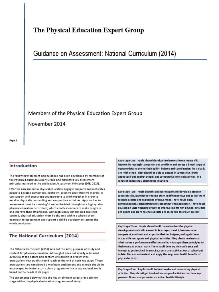Assessment Guidance for PE Curriculum | PDF | Educational Assessment ...