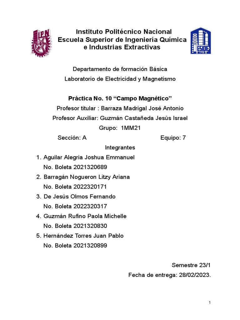 Practica 10 - Electricidad y Magnetismo (Laboratorio) | PDF