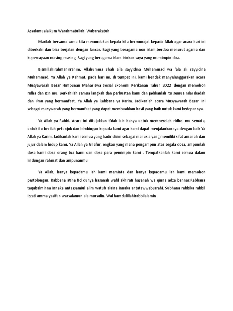 Teks Doa Mubes 2022 | PDF