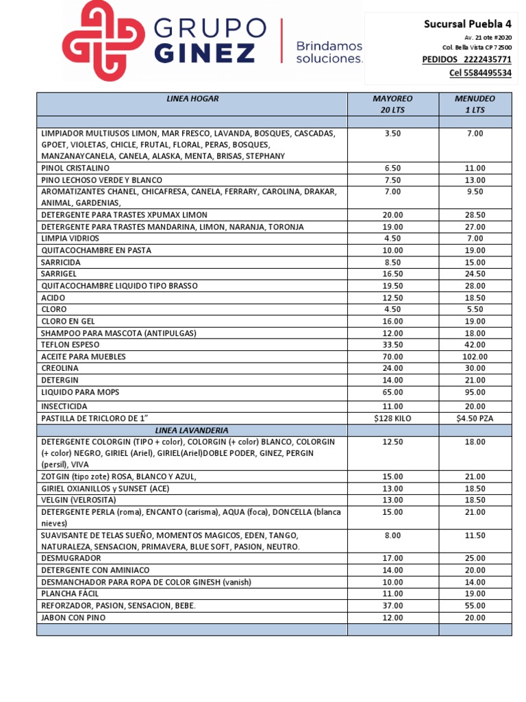 Lista de Precios Puebla 4 .2 | PDF
